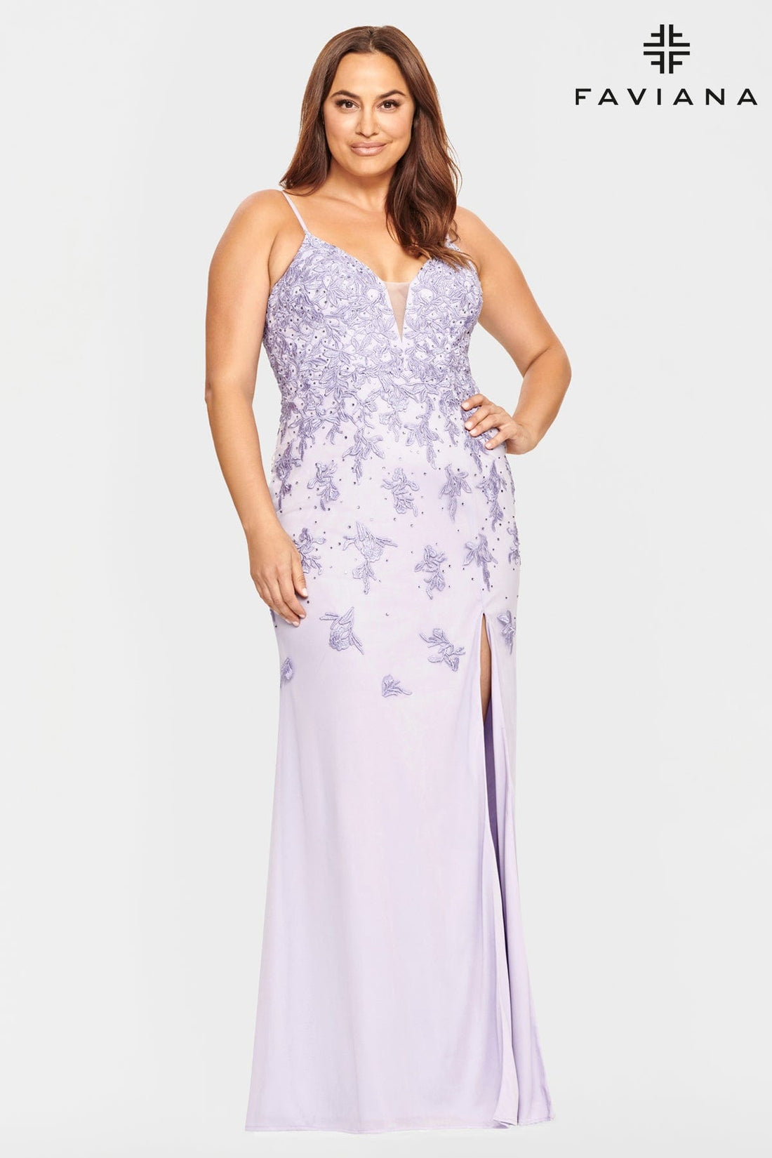 Plus Size Tulle Prom Dress Long With Lace | Faviana